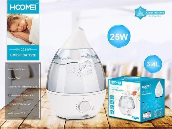 Συσκευή για Αρωματοθεραπεία 25W 3.4L Hoomei HM-2234W Λευκό | G for Gadget