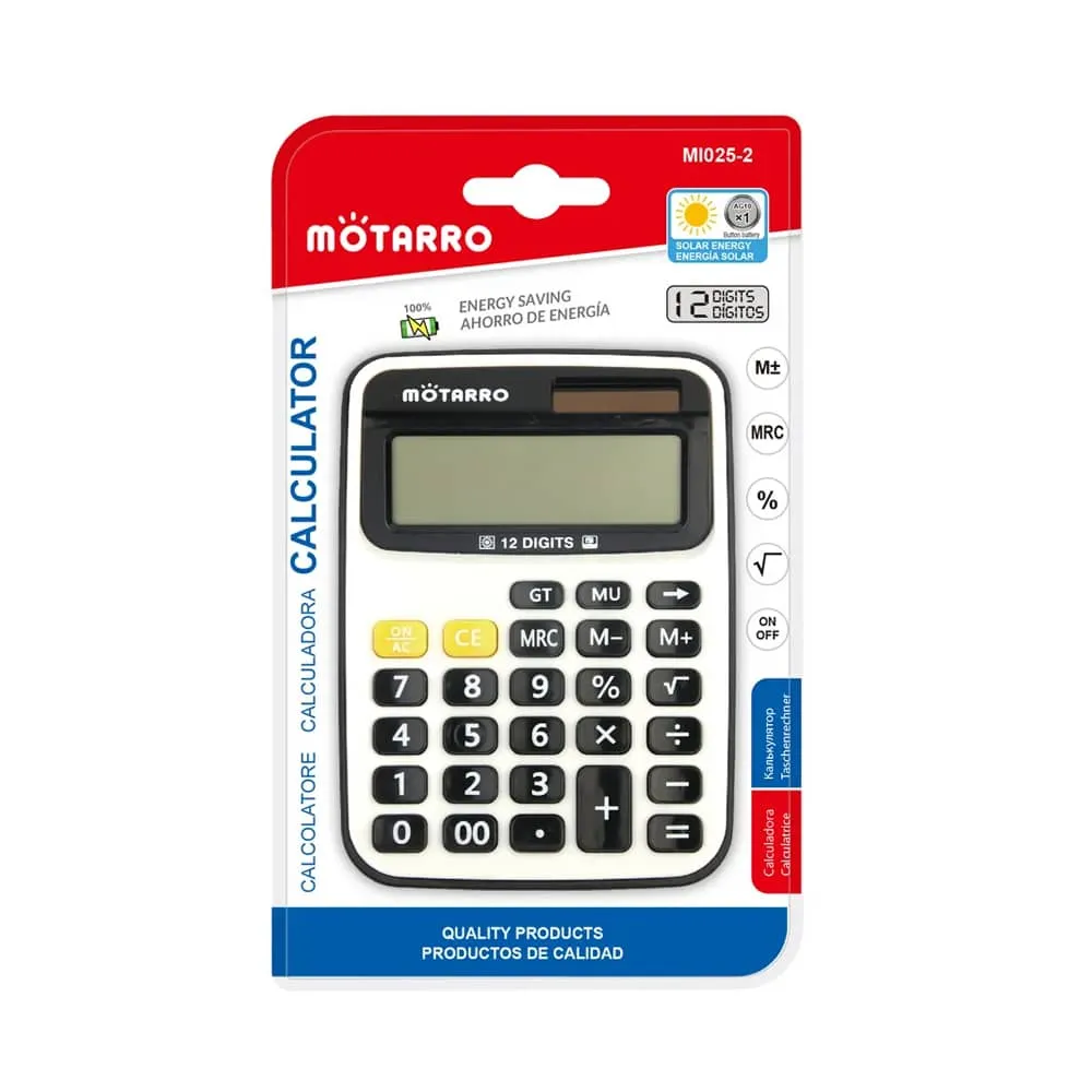 Αριθμομηχανή - Κομπιουτεράκι 12 Ψηφίων 8.5x12 εκ. Λευκό Χρώμα Motarro ...