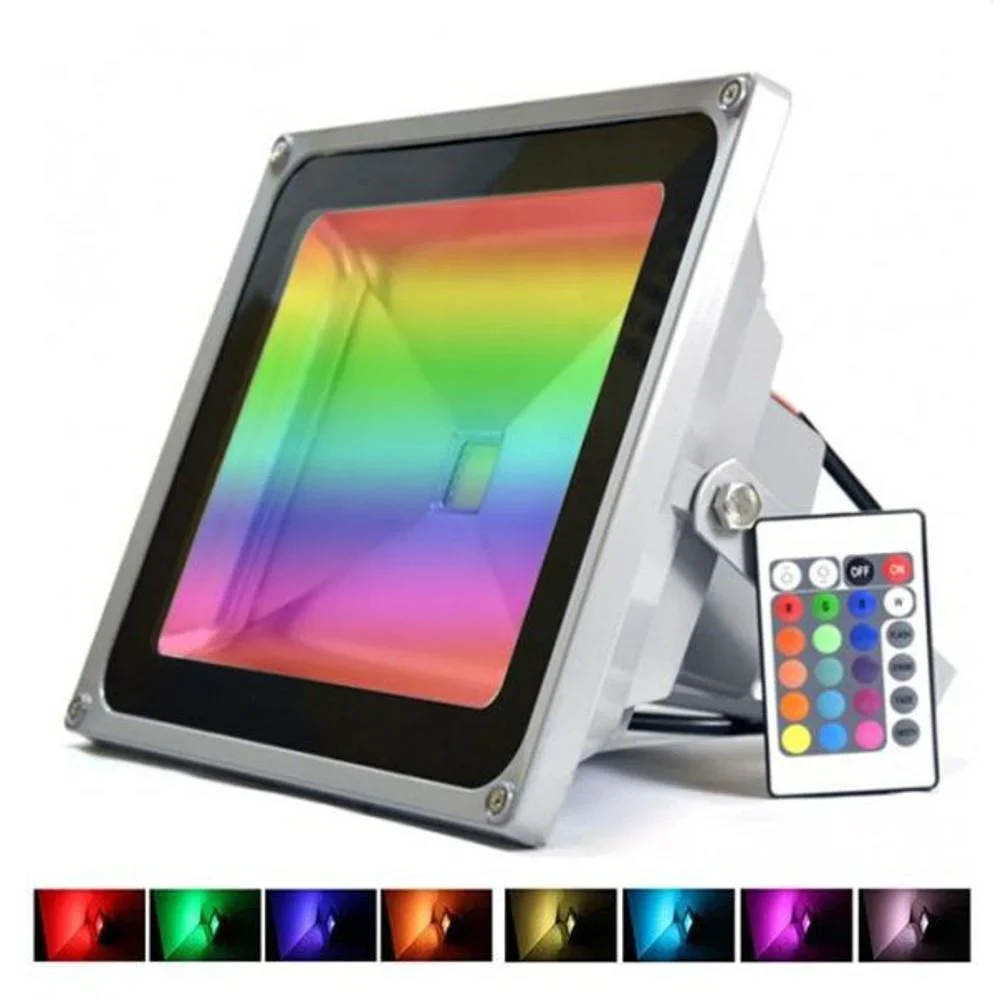Προβολέας RGB LED 10W Αδιάβροχος με Τηλεχειρισμό & Εναλλασσόμενο ...