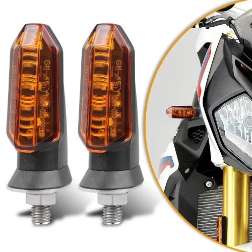 LED Φλας Μοτοσυκλέτας 8mm με Κίτρινο Φωτισμό 12V Πορτοκαλί ΦΙΜΕ Σετ 2 ...